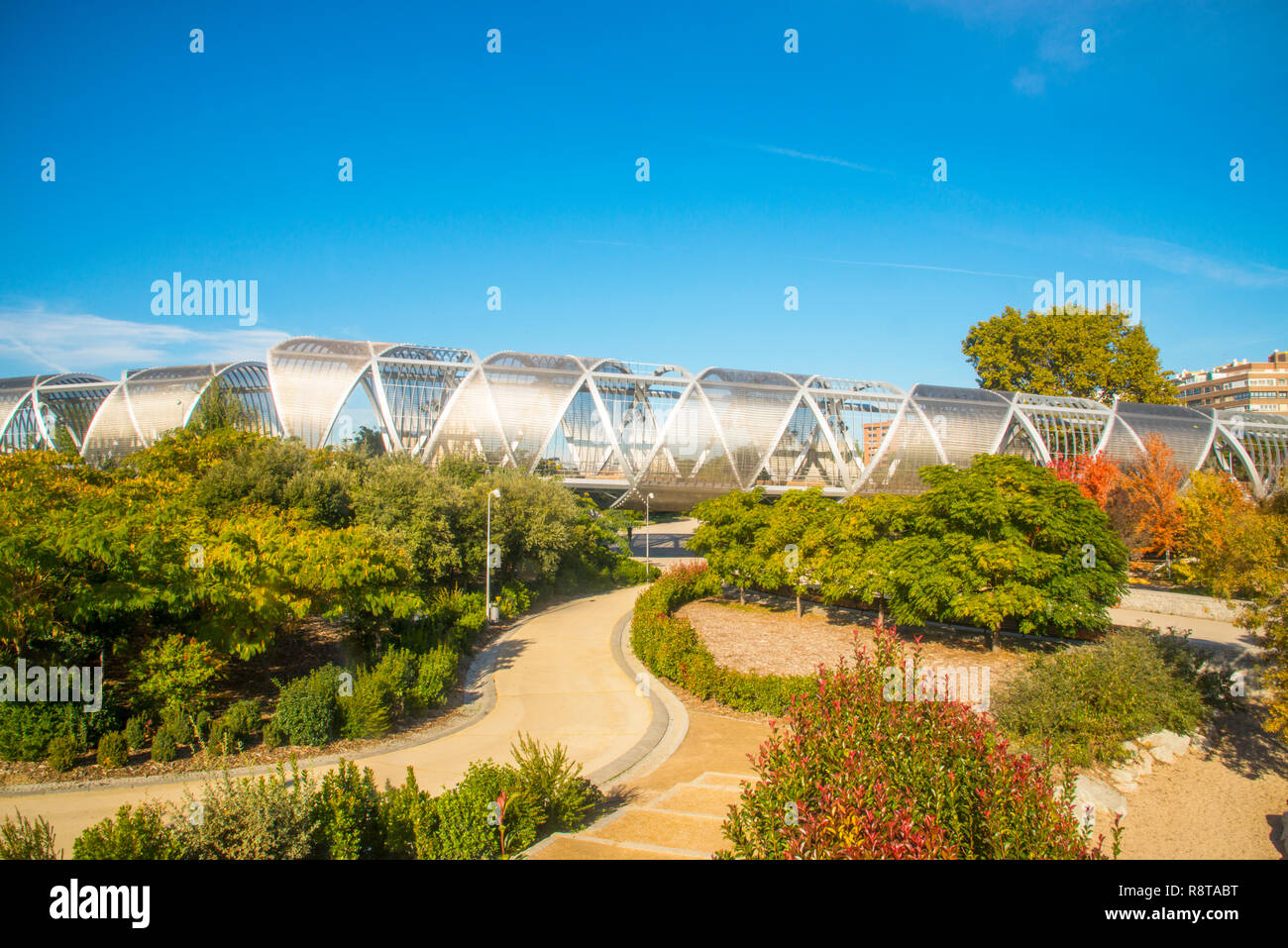 Bridge by Perrault. Madrid Rio park, Madrid, Spain Stock Photo - Alamy