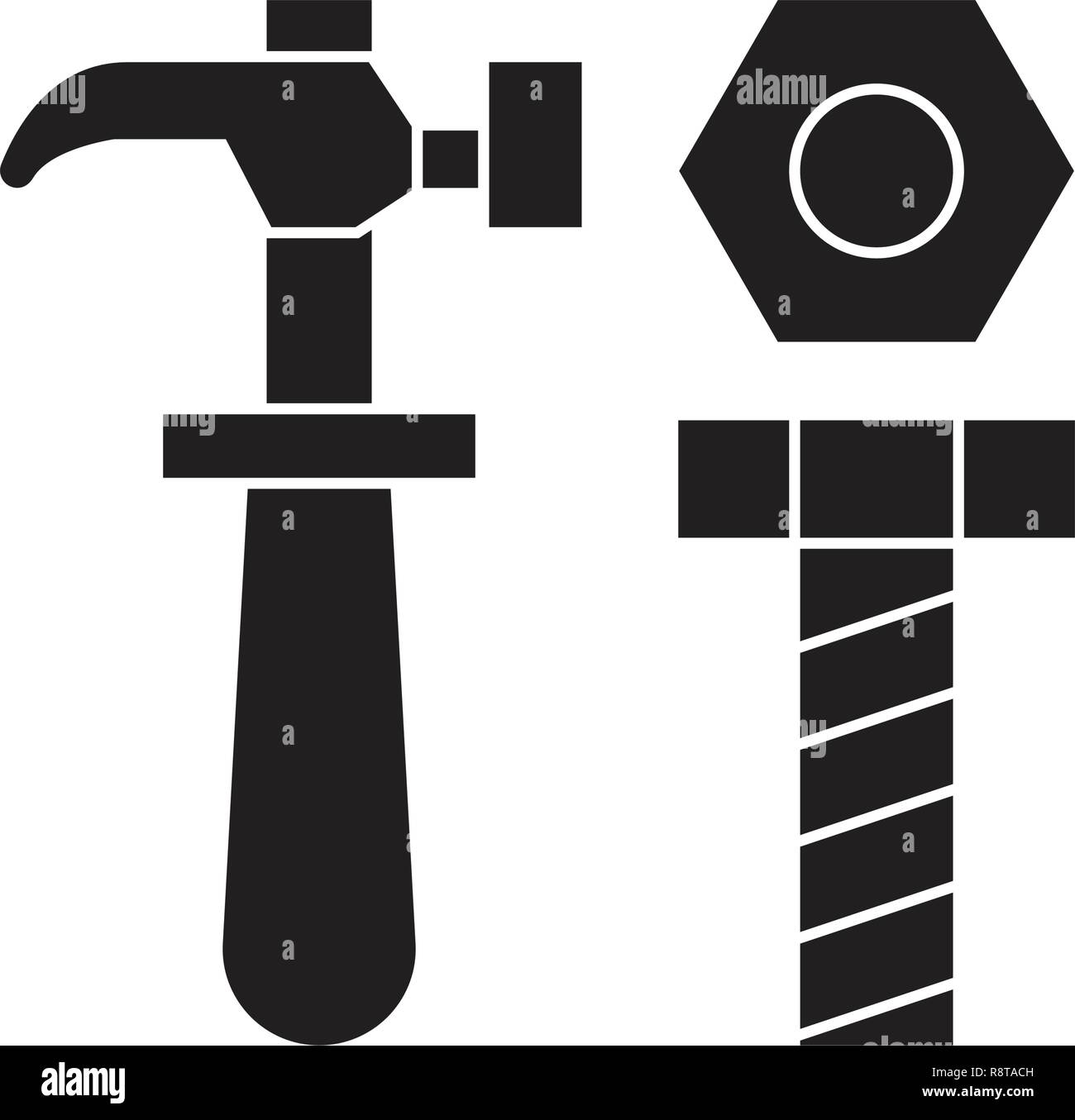 Screws and bolts black vector concept icon. Screws and bolts flat ...