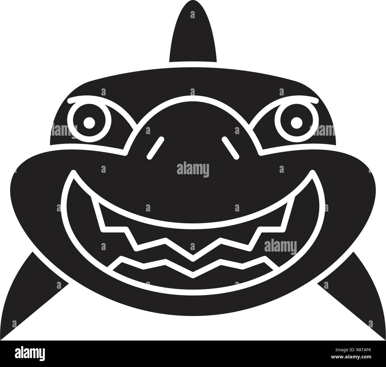 Shark smile black vector concept icon. Shark smile flat illustration ...