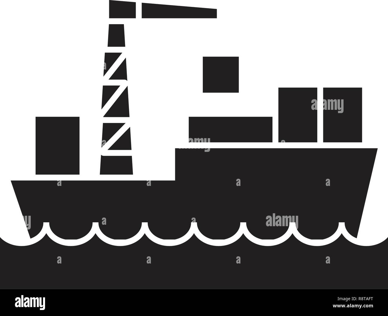 Shipping container black vector concept icon. Shipping container flat ...