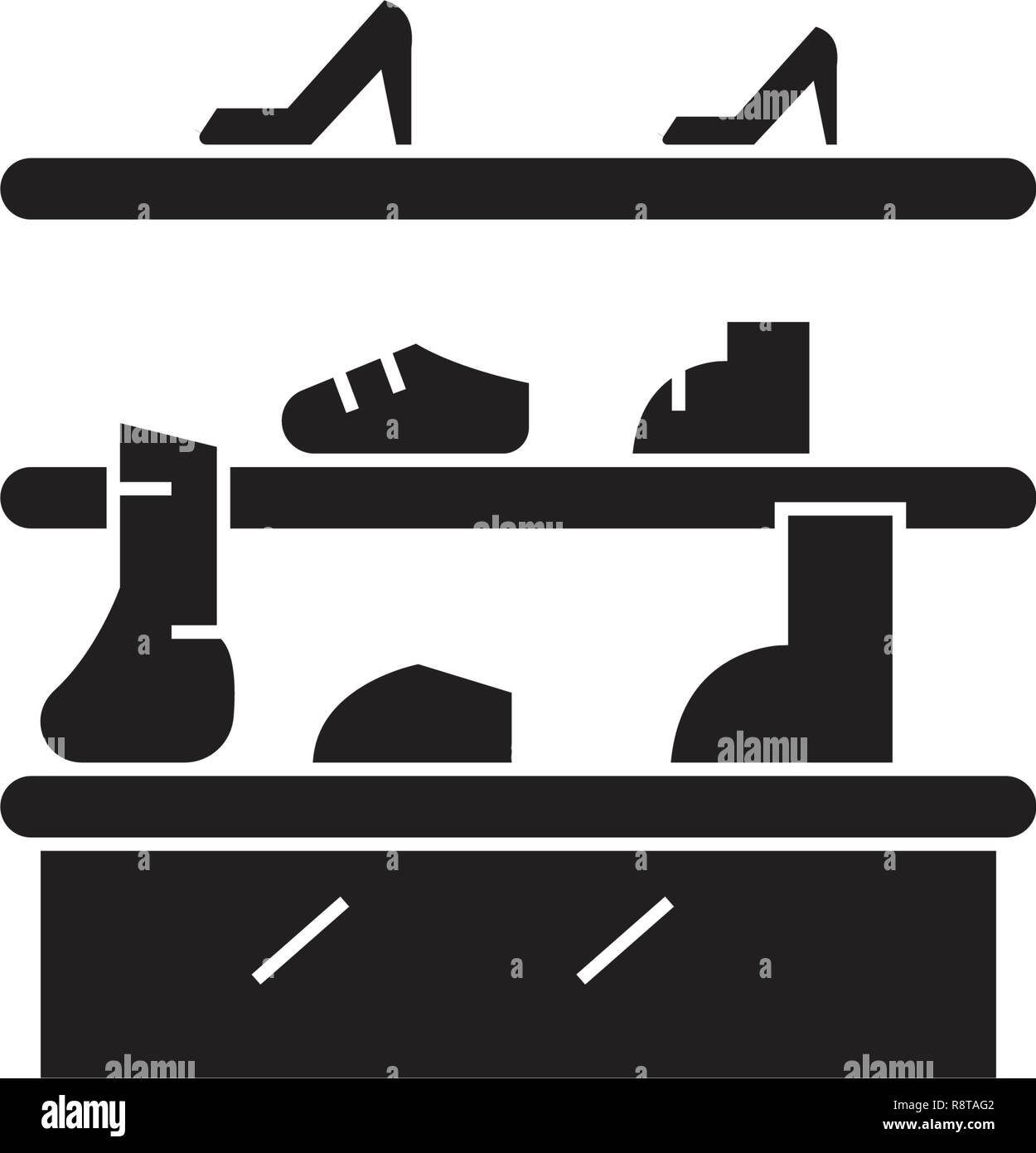 Shoe stand black vector concept icon. Shoe stand flat illustration ...