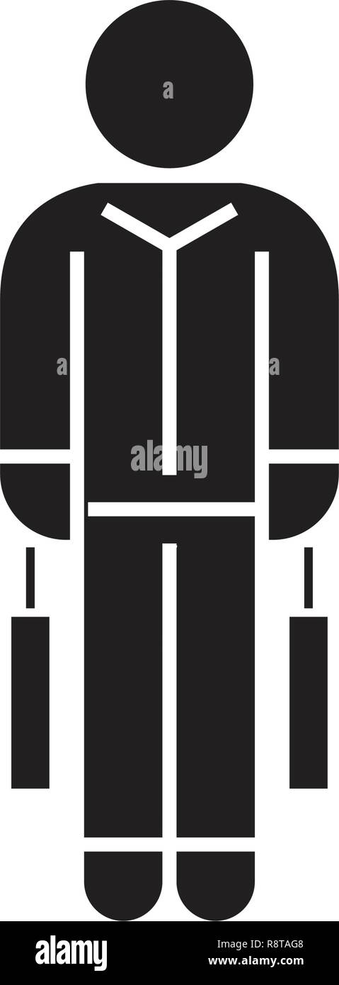 Shopping man with bags black vector concept icon. Shopping man with ...