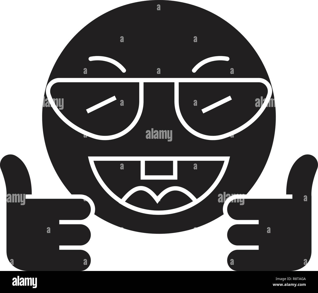 Showing Ok Emoji Black Vector Concept Icon Showing Ok Emoji Flat