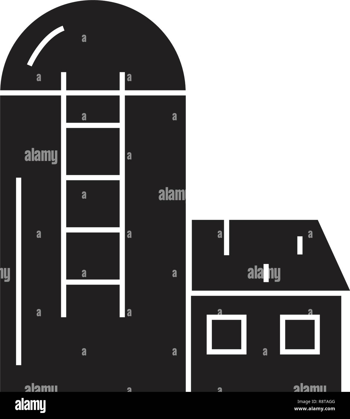 Silo, barn black vector concept icon. Silo, barn flat illustration ...