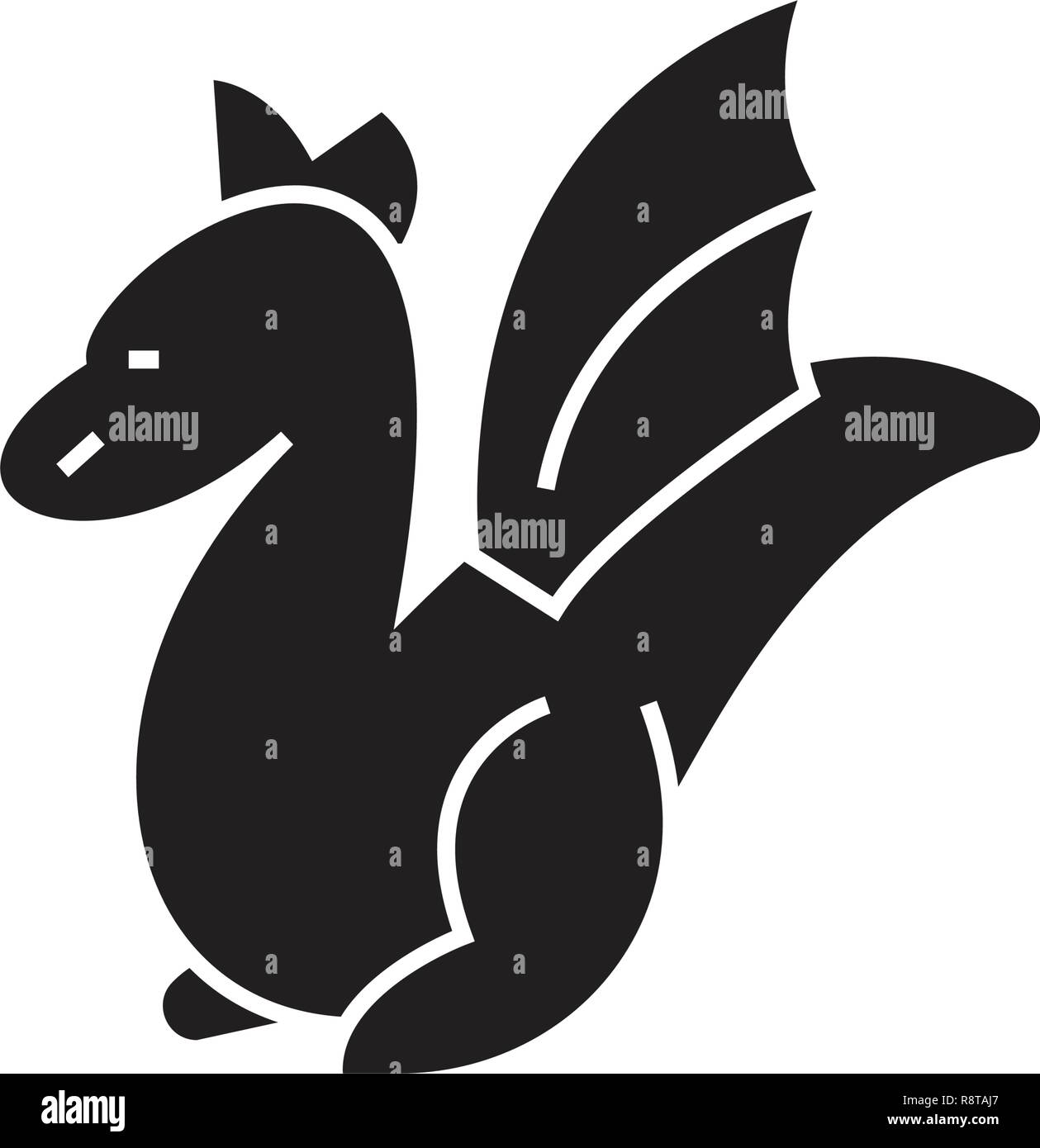 Small dragon black vector concept icon. Small dragon flat illustration ...