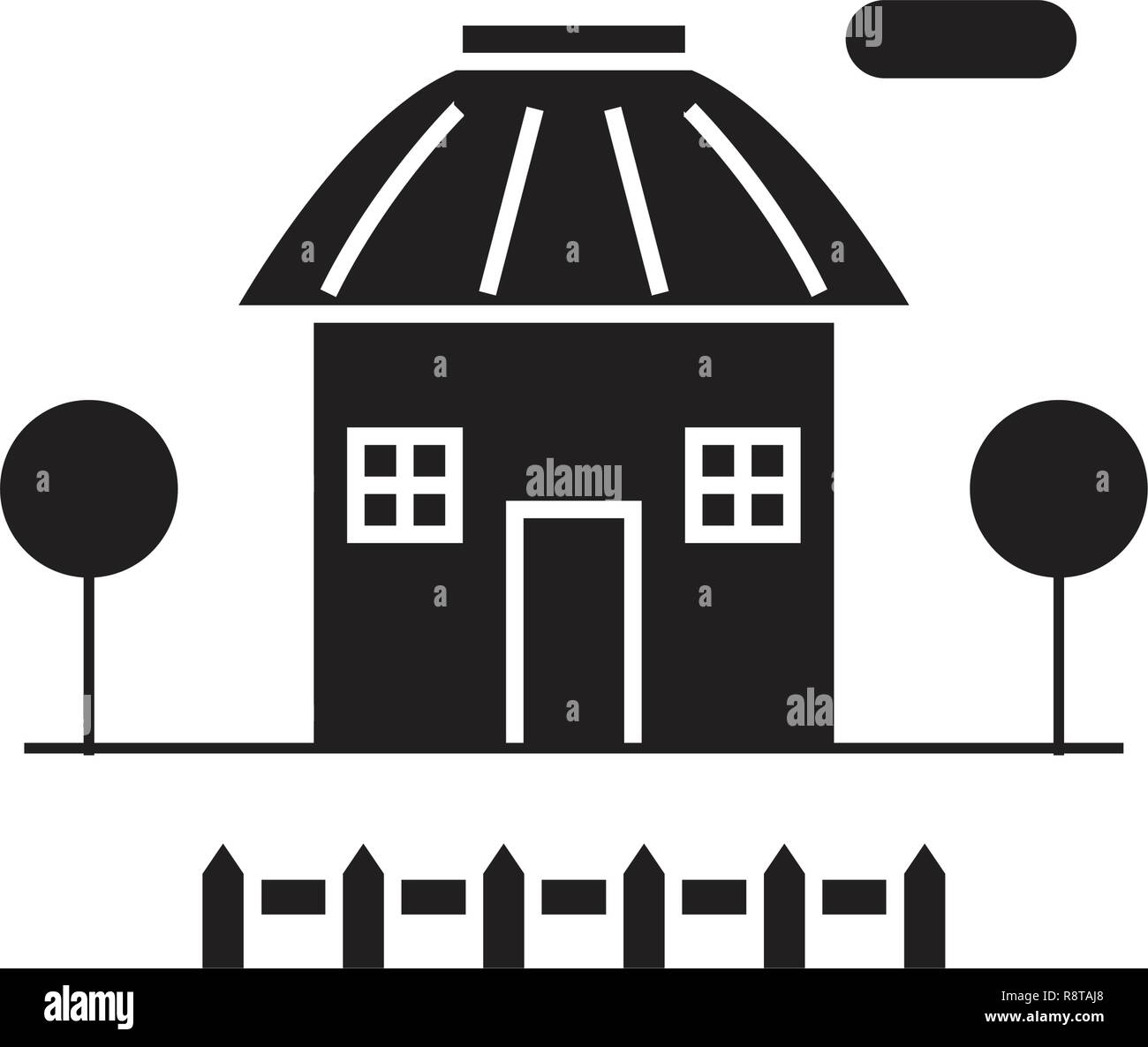 Small hut black vector concept icon. Small hut flat illustration, sign ...