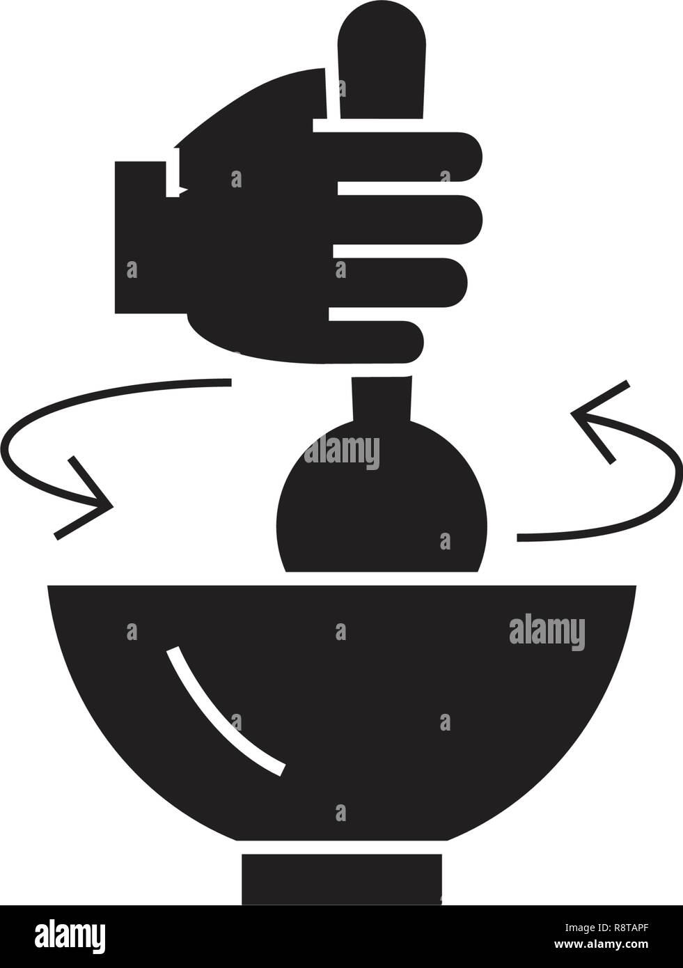 Stirring pot black vector concept icon. Stirring pot flat illustration ...