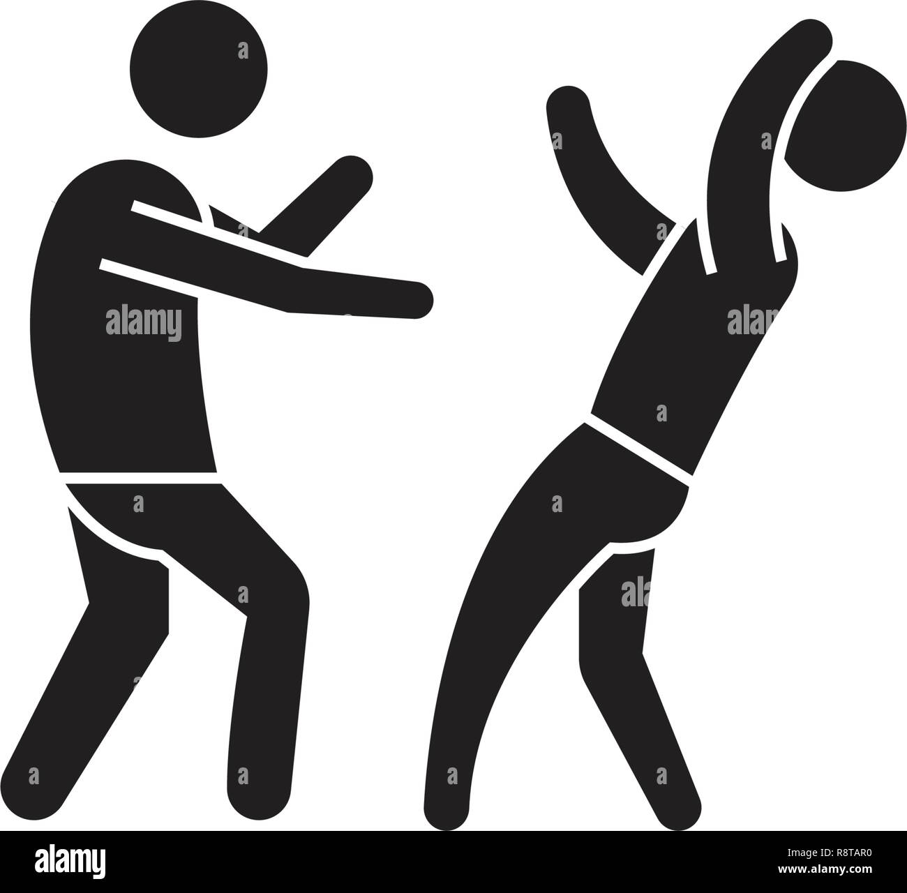 Street fight black vector concept icon. Street fight flat illustration ...