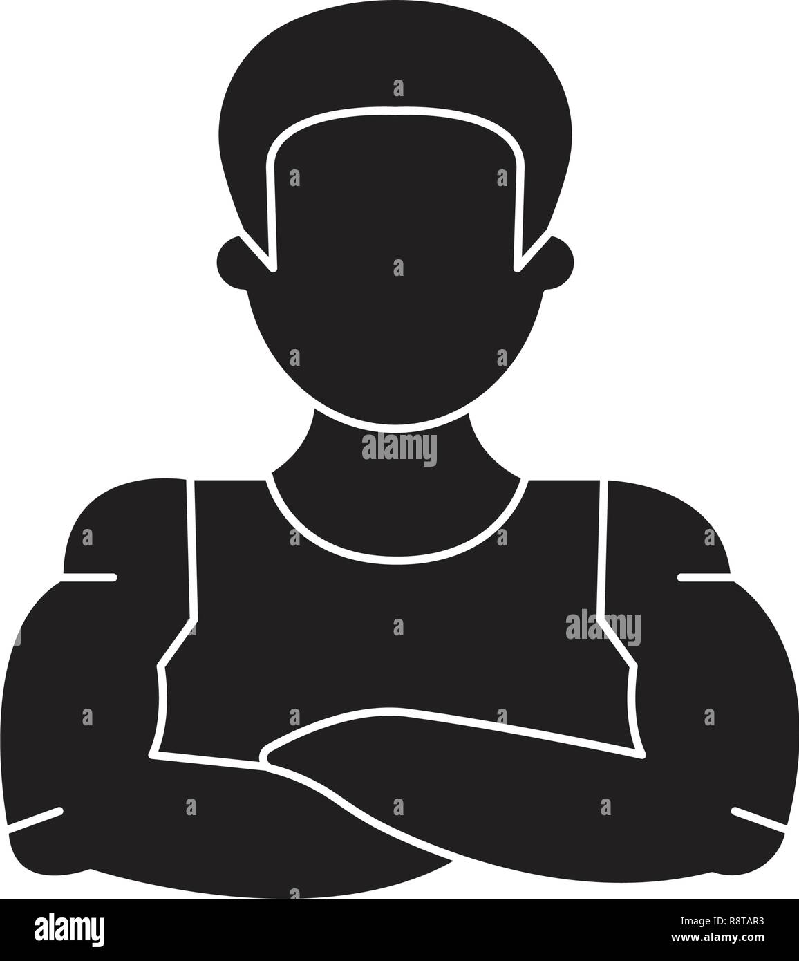 Strong man black vector concept icon. Strong man flat illustration ...