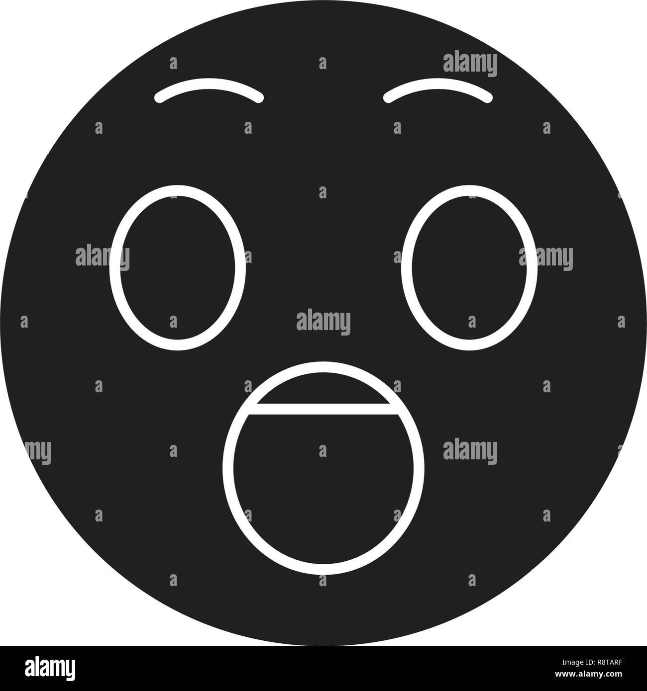 Surprised emoji black vector concept icon. Surprised emoji flat ...