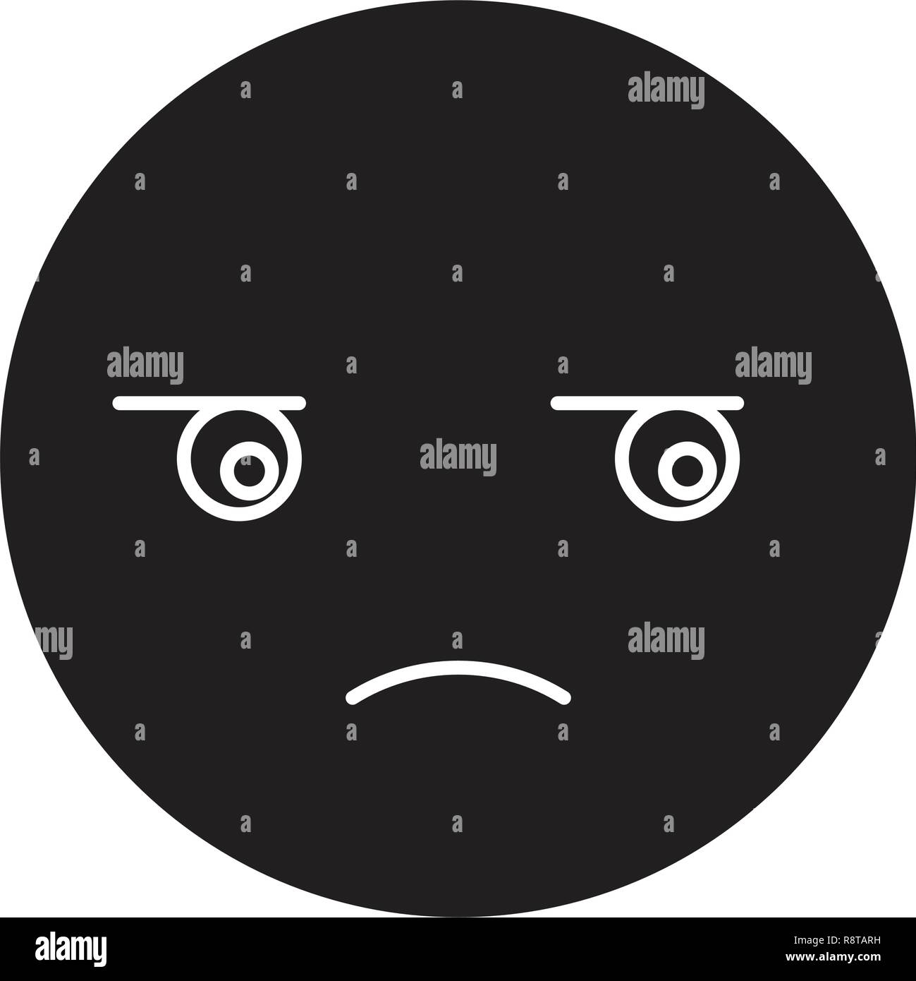 Suspicious emoji black vector concept icon. Suspicious emoji flat ...