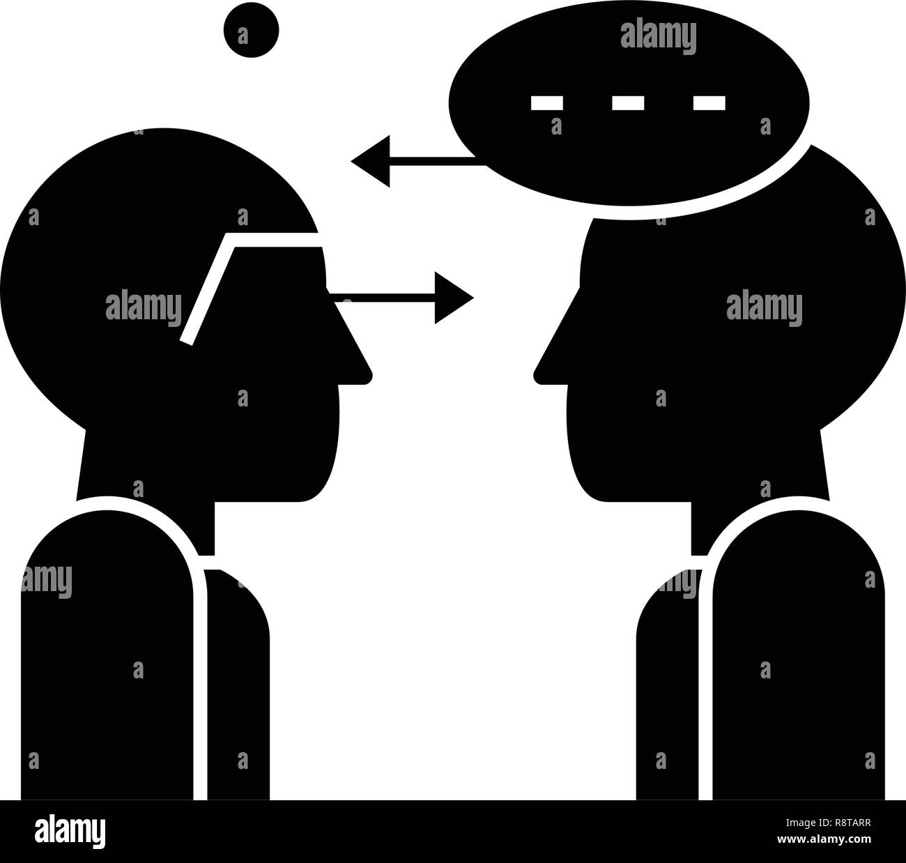 Synergy talks black vector concept icon. Synergy talks flat ...