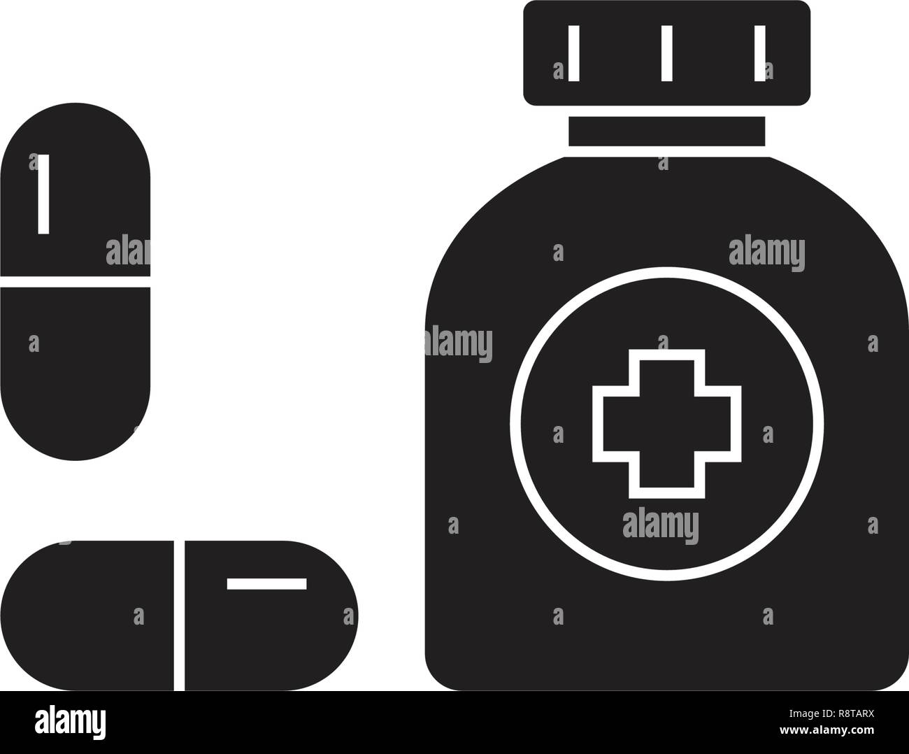 Taking medication black vector concept icon. Taking medication flat ...