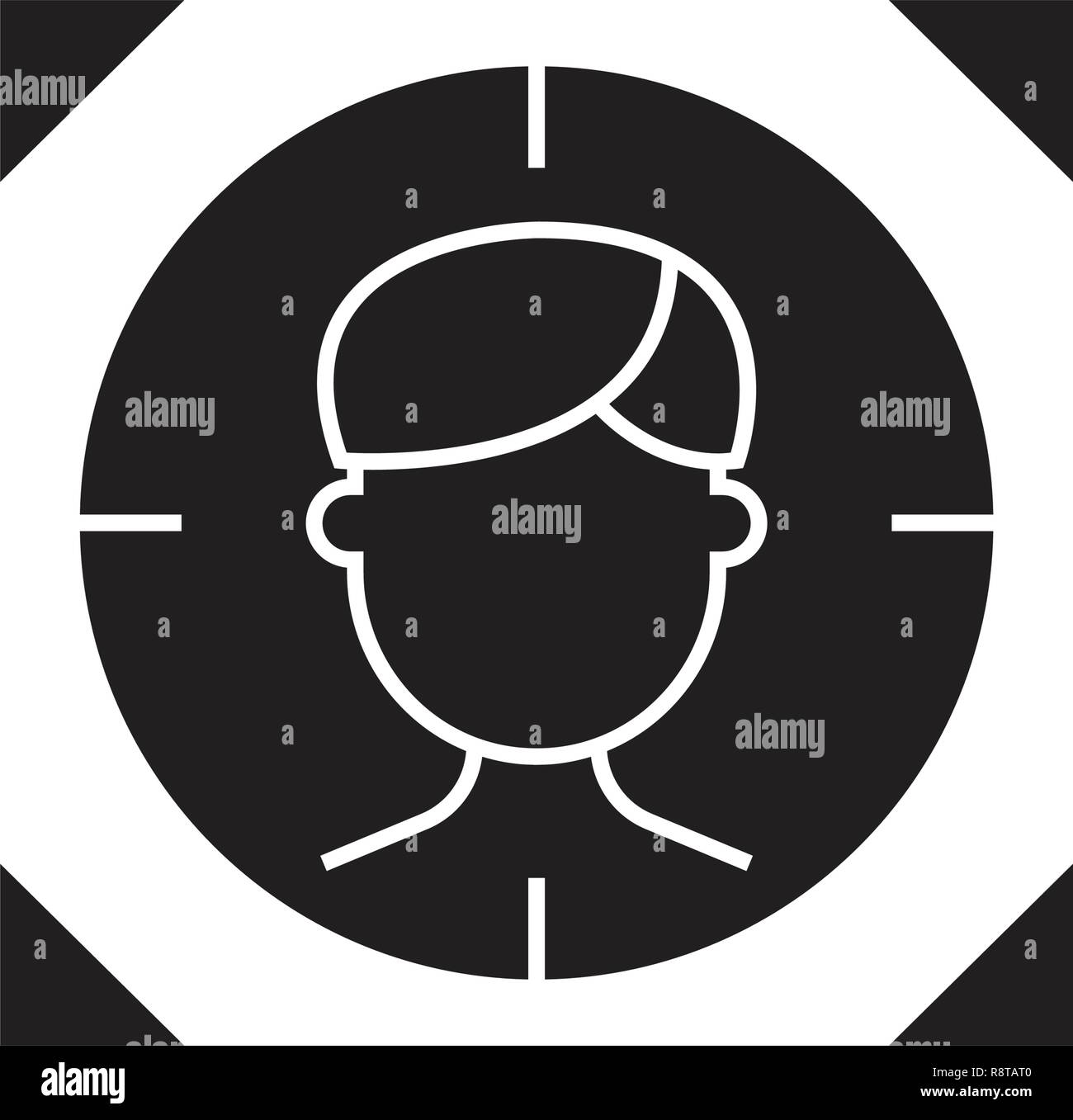 Target person black vector concept icon. Target person flat ...