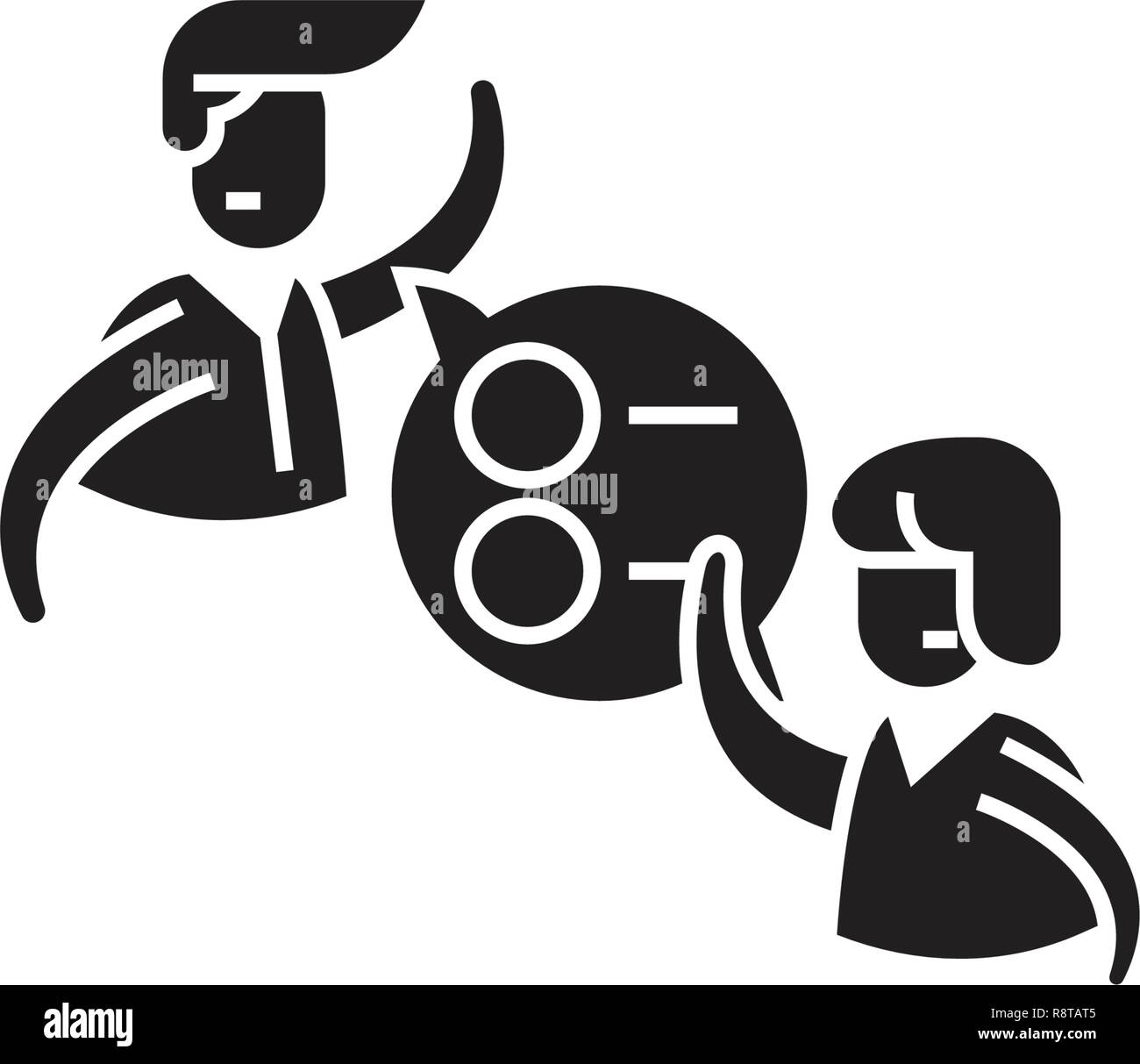 Team discussion black vector concept icon. Team discussion flat ...