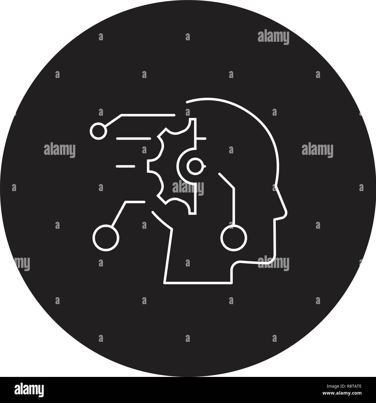 Technical mind black vector concept icon. Technical mind flat ...