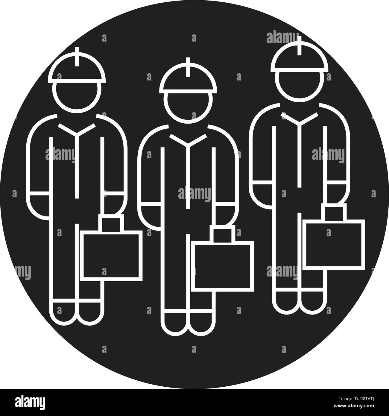 Technician team black vector concept icon. Technician team flat ...