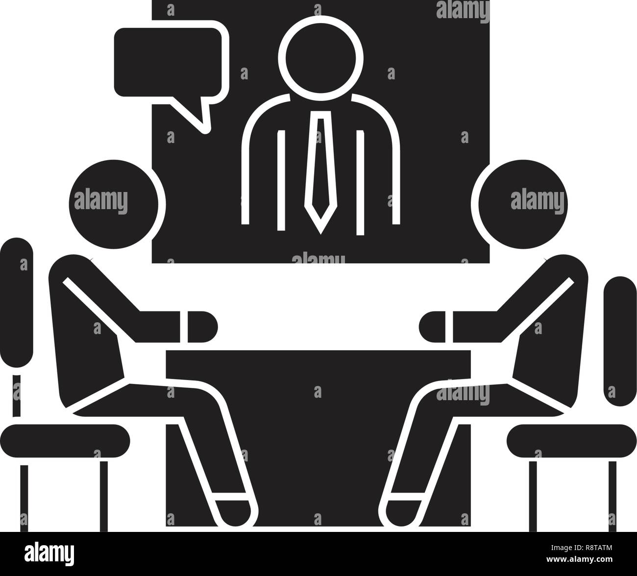 Teleconference black vector concept icon. Teleconference flat ...