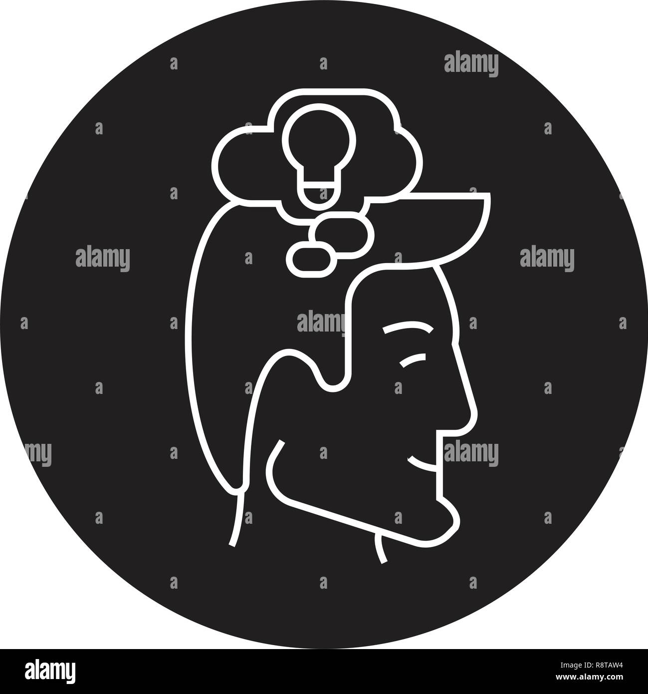 Thinking process head black vector concept icon. Thinking process head ...