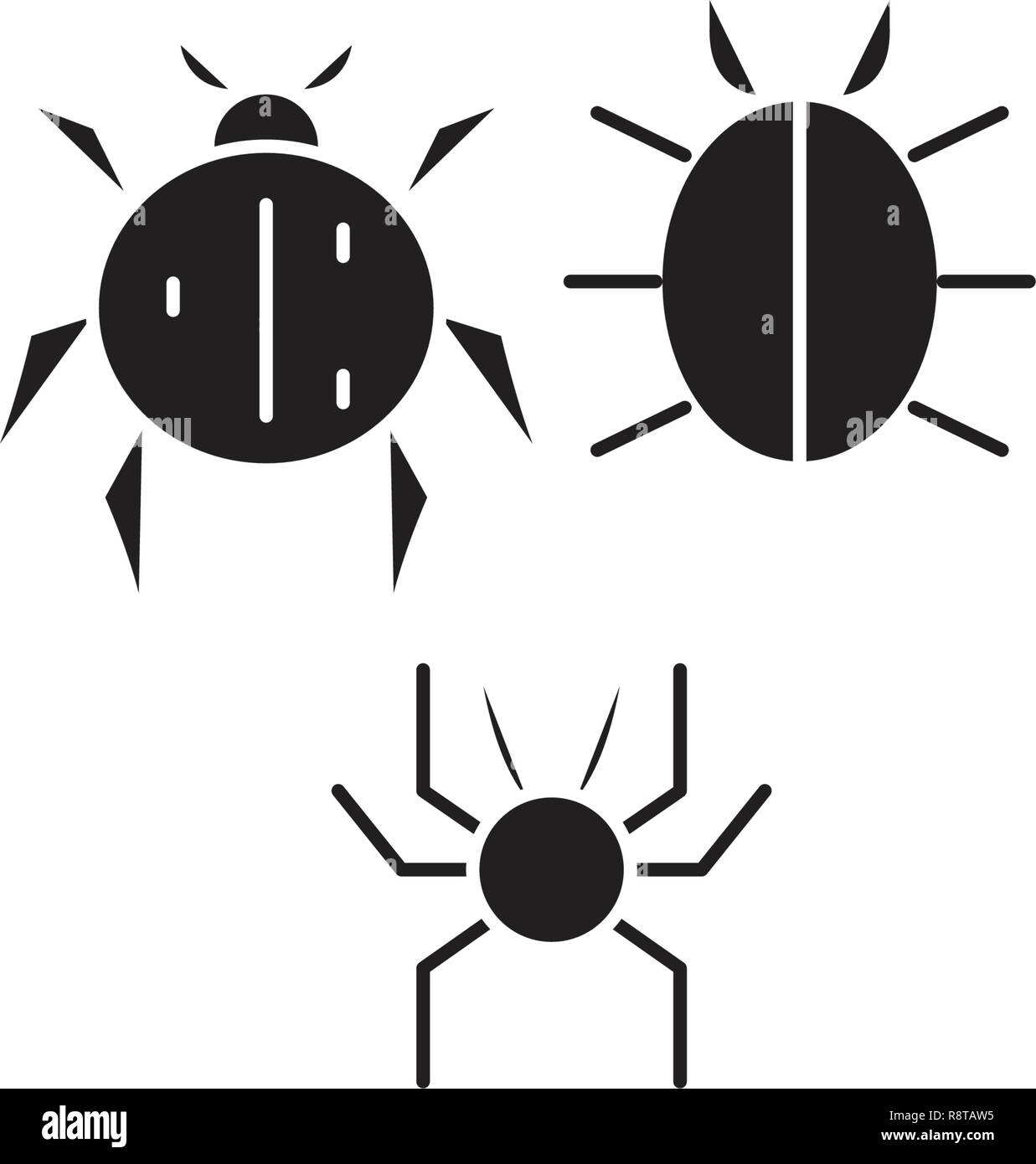 Three bugs black vector concept icon. Three bugs flat illustration ...