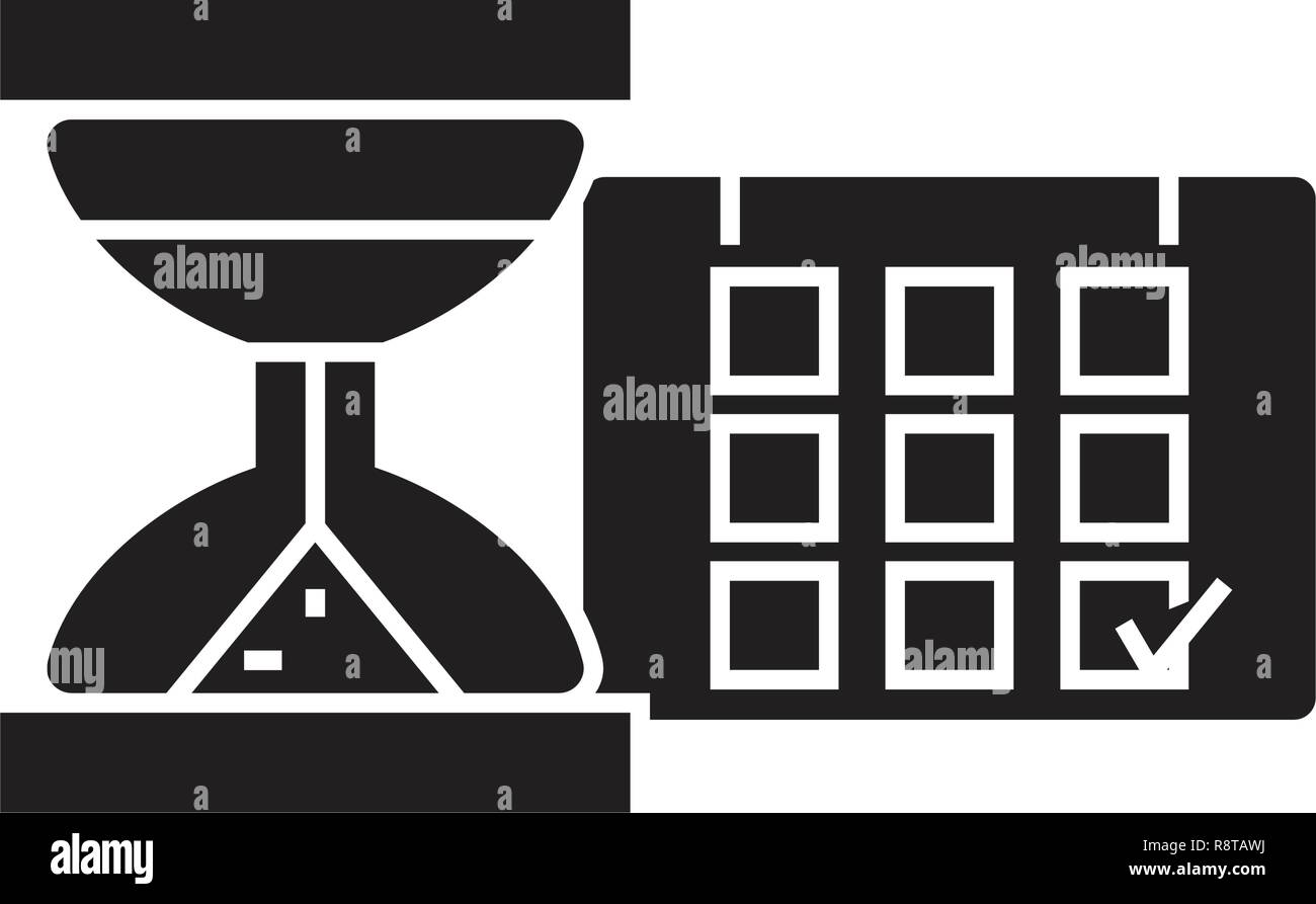 Time management black vector concept icon. Time management flat ...