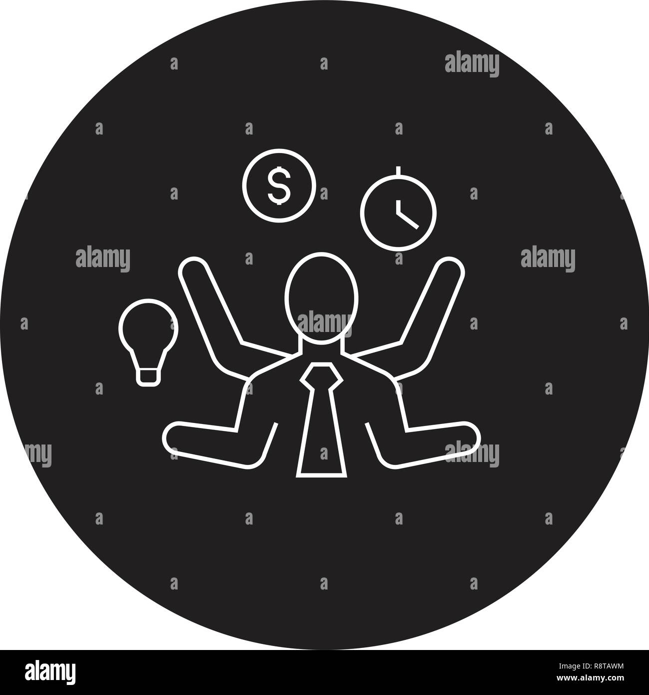Time management decision black vector concept icon. Time management ...