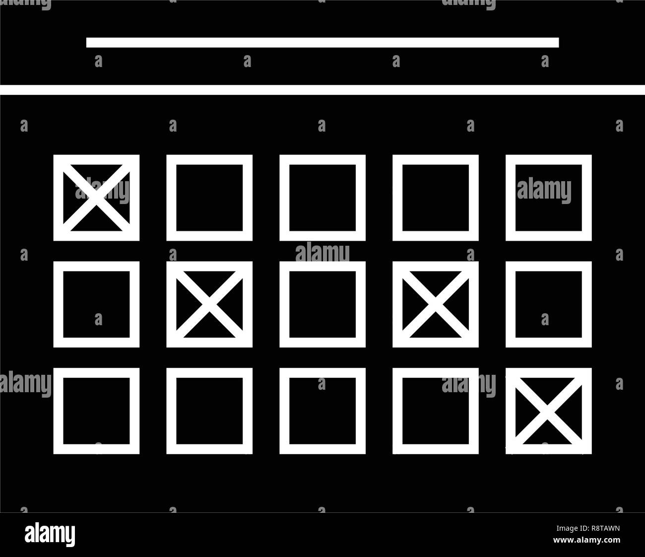 Timetable black vector concept icon. Timetable flat illustration, sign ...