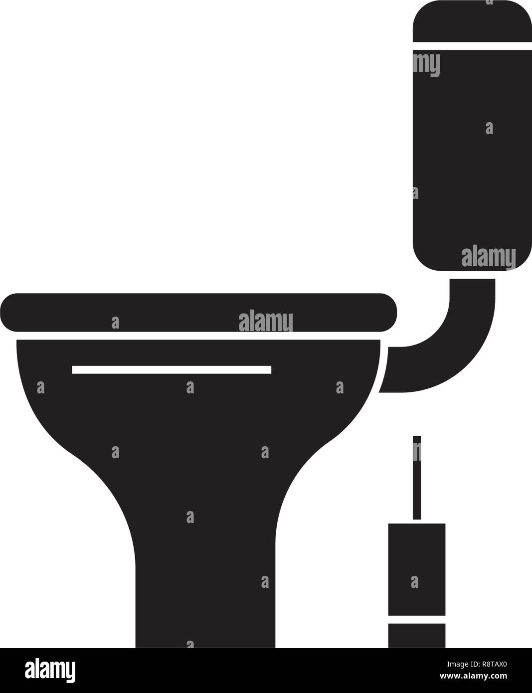 Toilet bowl black vector concept icon. Toilet bowl flat illustration ...
