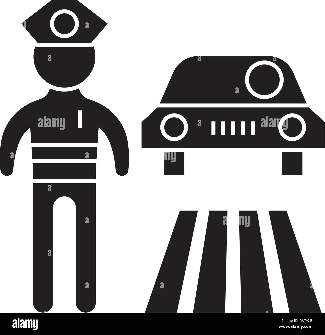Traffic police black vector concept icon. Traffic police flat ...