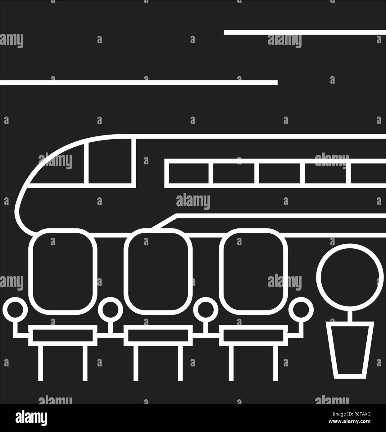 Train station black vector concept icon. Train station flat ...