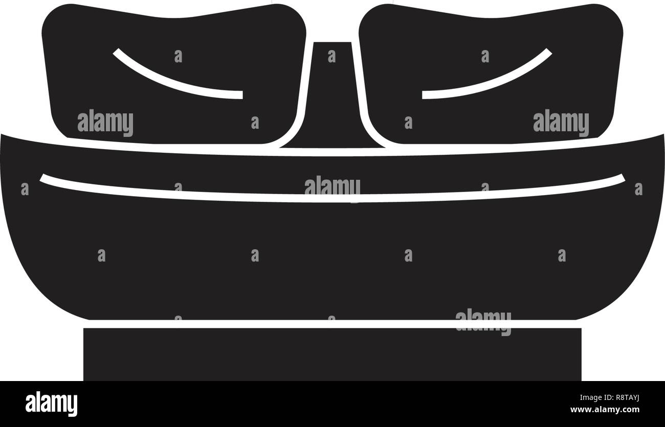 Twin bed black vector concept icon. Twin bed flat illustration, sign ...