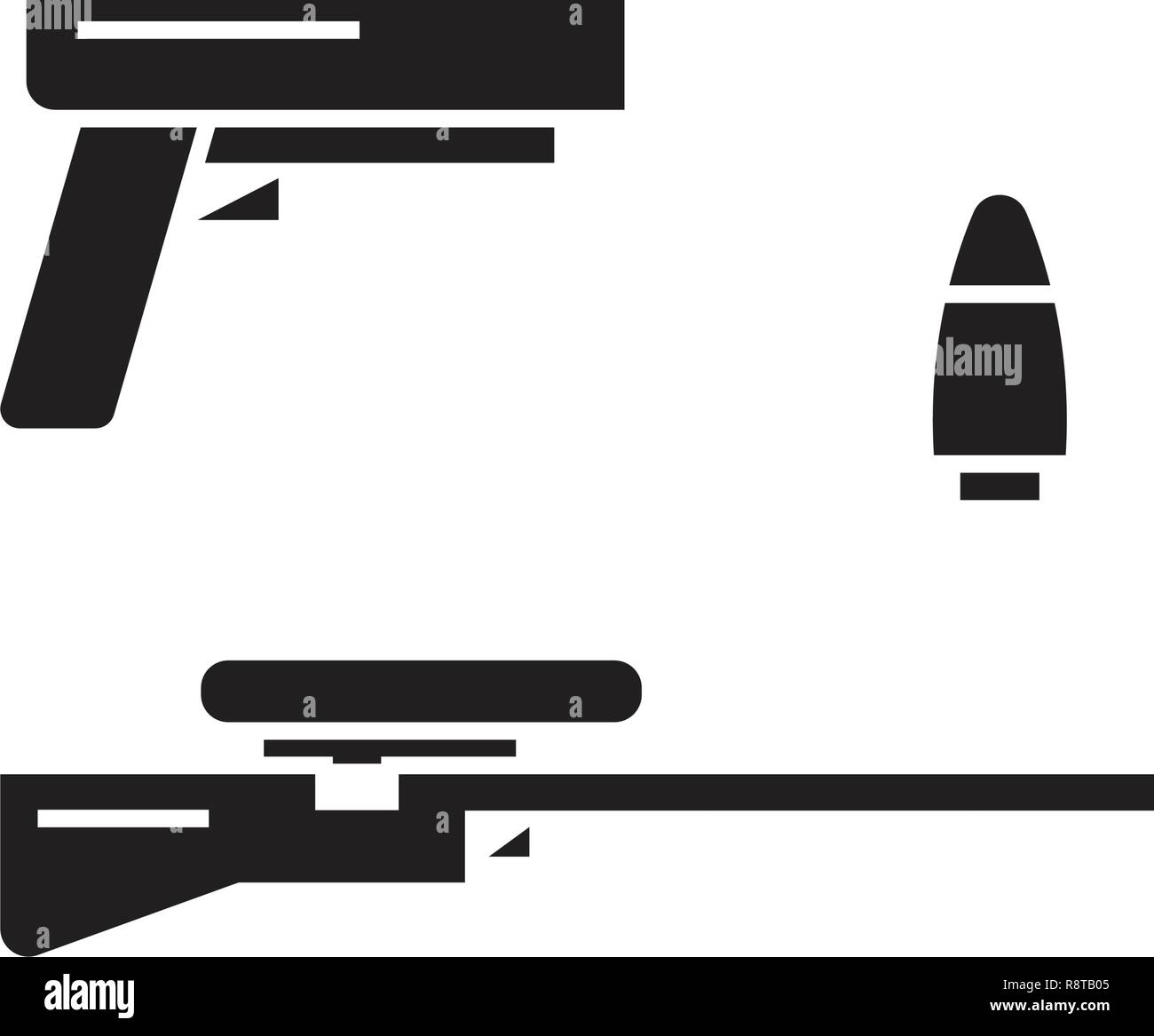 Types of weapons black vector concept icon. Types of weapons flat ...