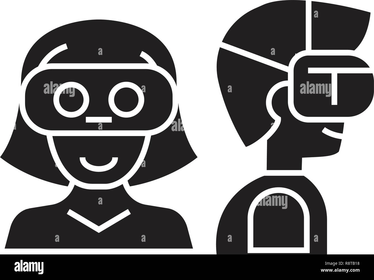 Virtual reality black vector concept icon. Virtual reality flat ...