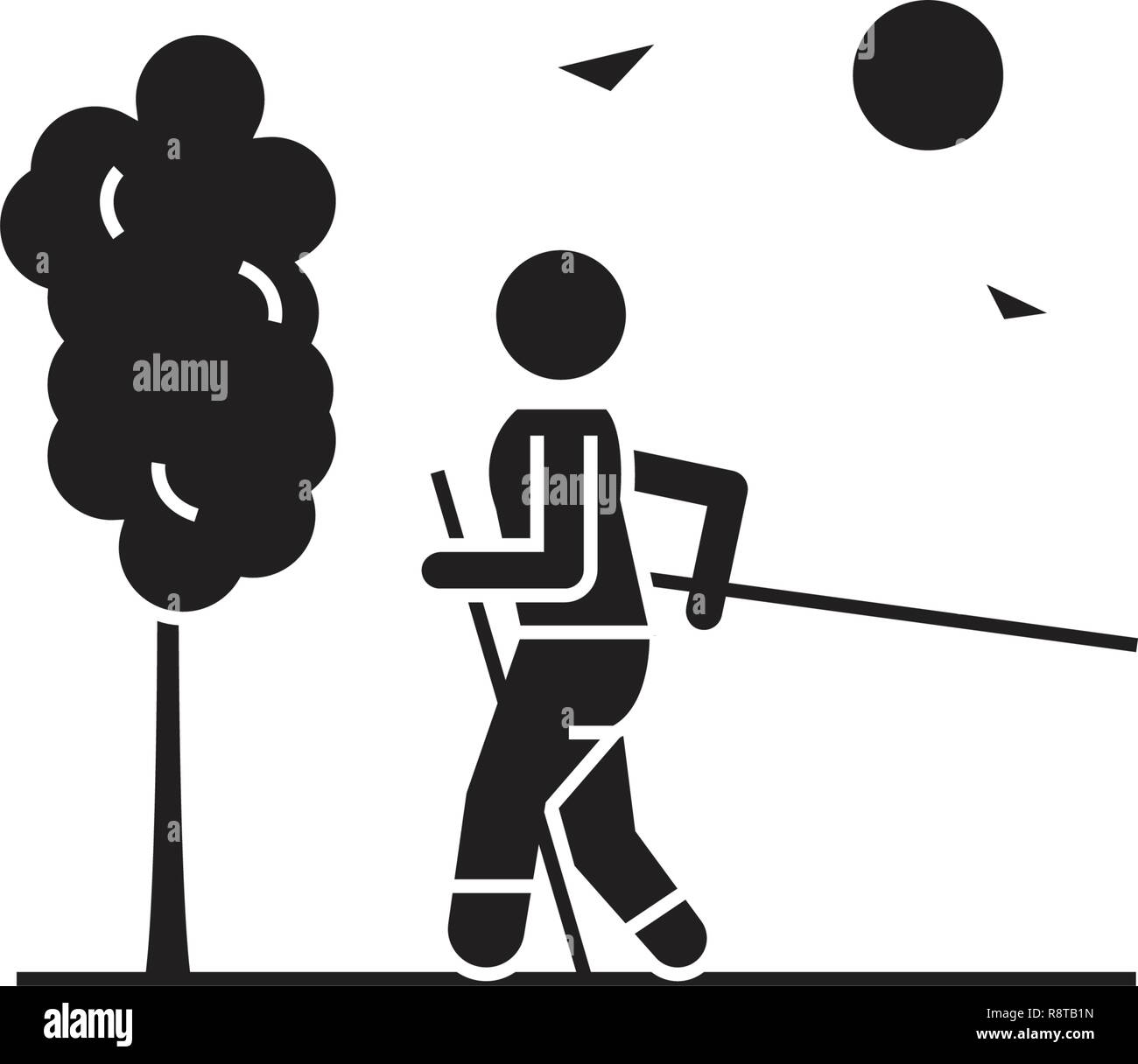 Walks in the open air black vector concept icon. Walks in the open air ...