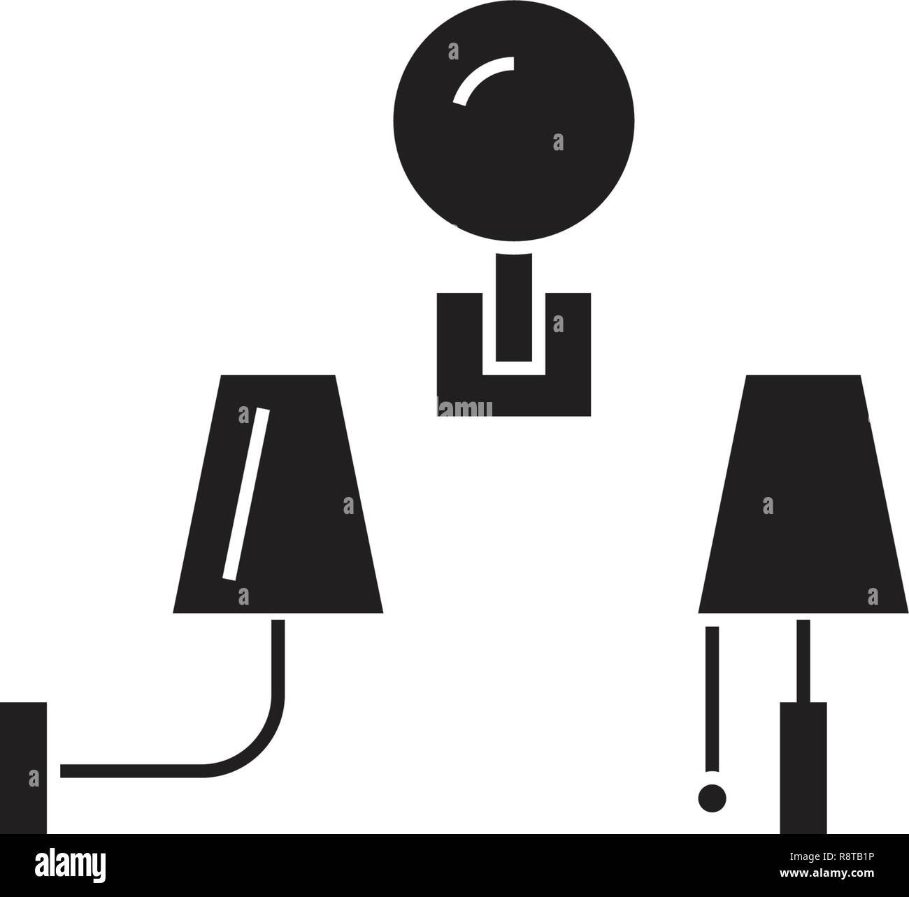 Wall lamps black vector concept icon. Wall lamps flat illustration ...
