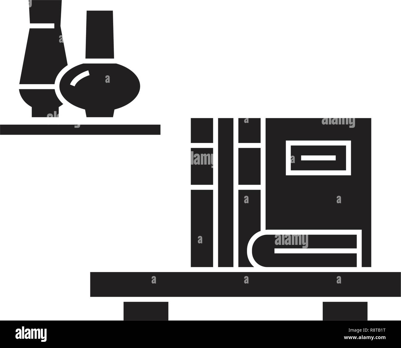 Wall bookshelf icon flat design hi-res stock photography and images - Alamy