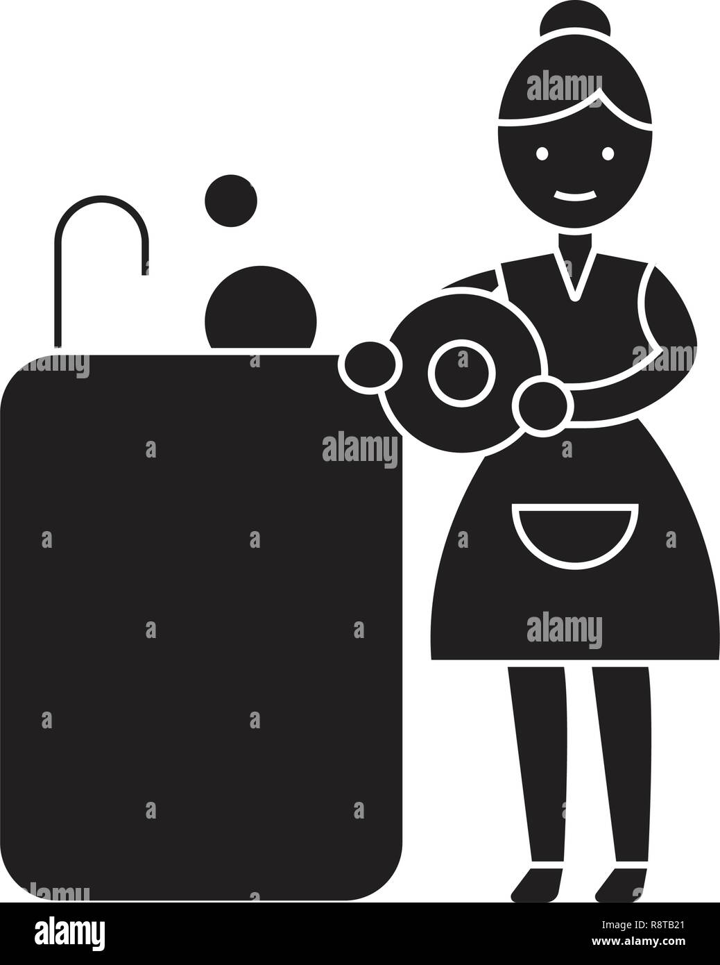 Washing Dishes Black Vector Concept Icon Washing Dishes Flat