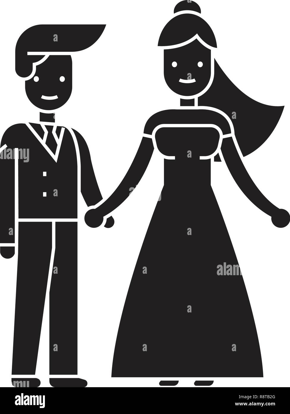 Wedding Couple Black Vector Concept Icon Wedding Couple Flat