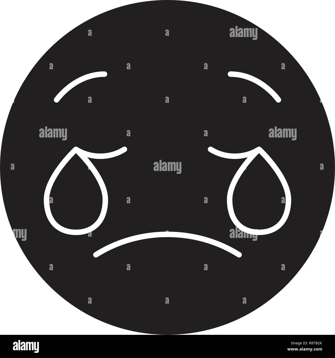 Weeping emoji emoji black vector concept icon. Weeping emoji emoji flat ...
