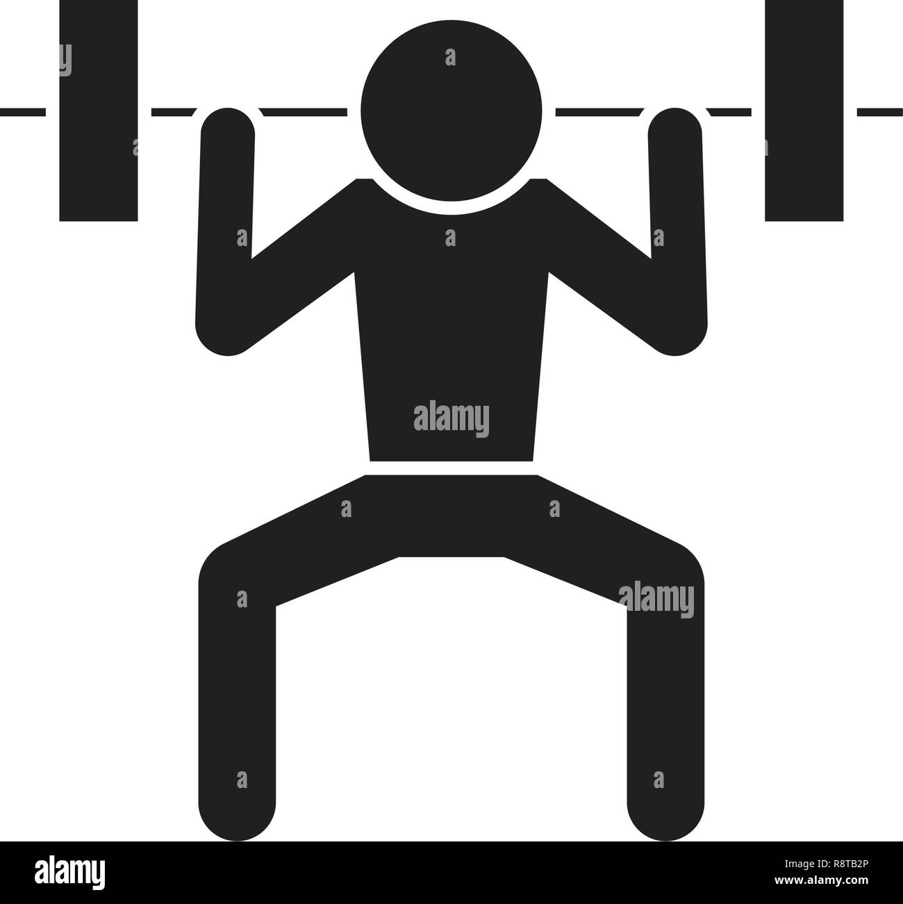 Weight lifting man black vector concept icon. Weight lifting man flat ...