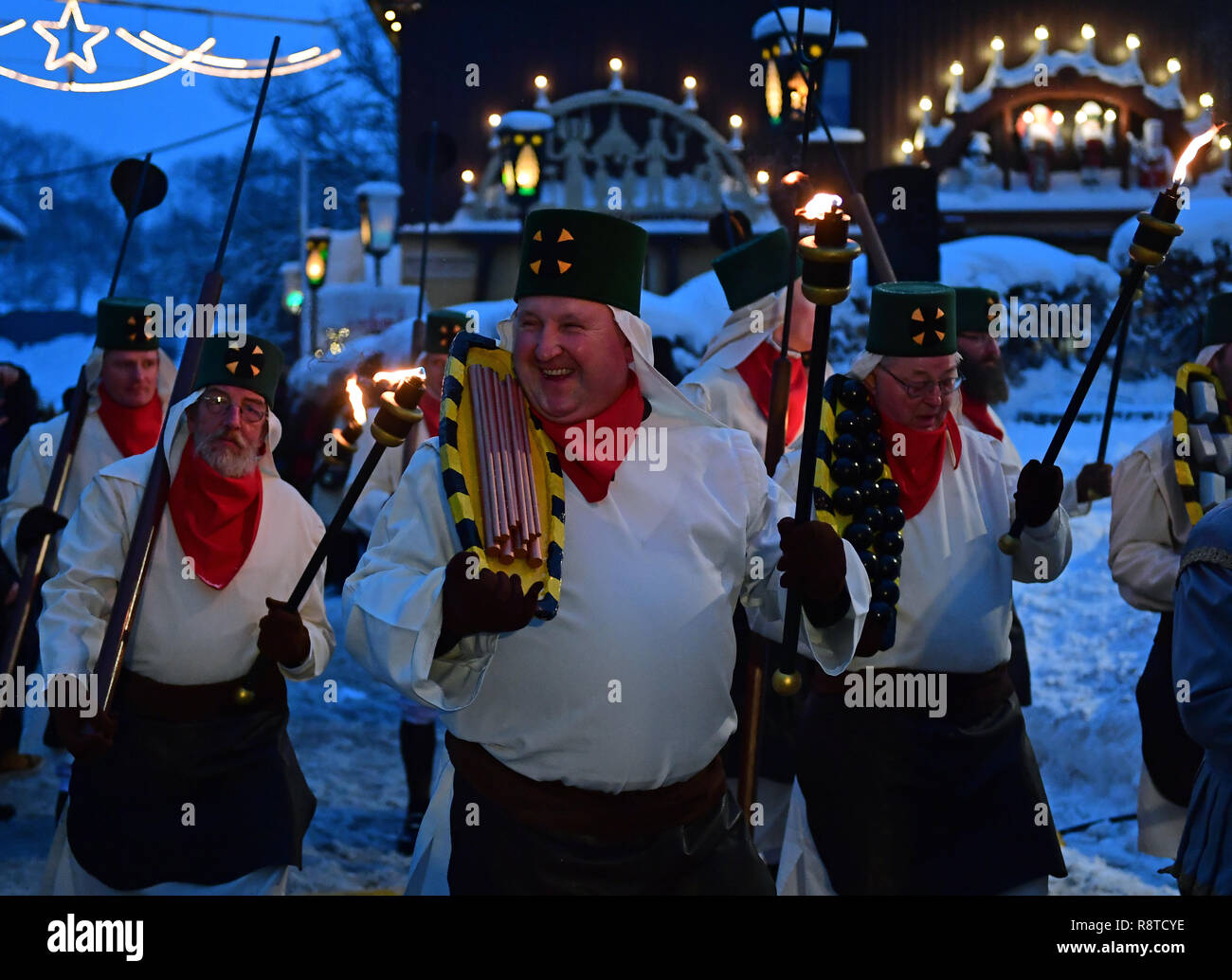 Seiffen, Germany. 15th Dec, 2018. Miners in the festive Habit parade ...