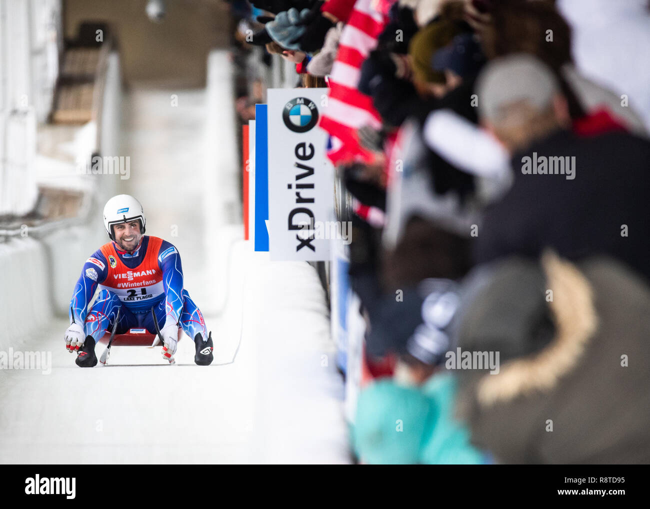 Chris Mazdzer of the United States during World Cup Luge event at Mt ...