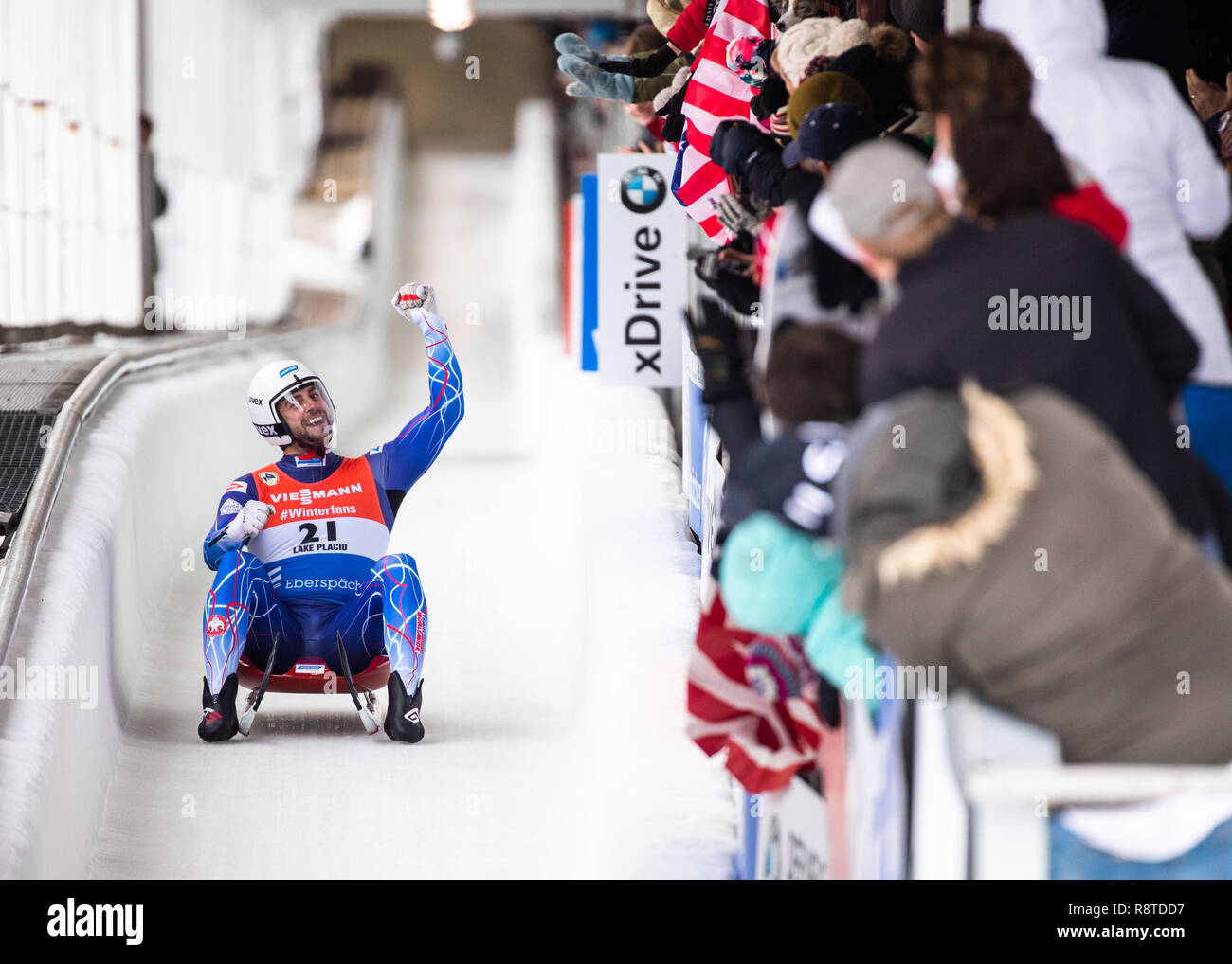 Chris Mazdzer of the United States during World Cup Luge event at Mt ...