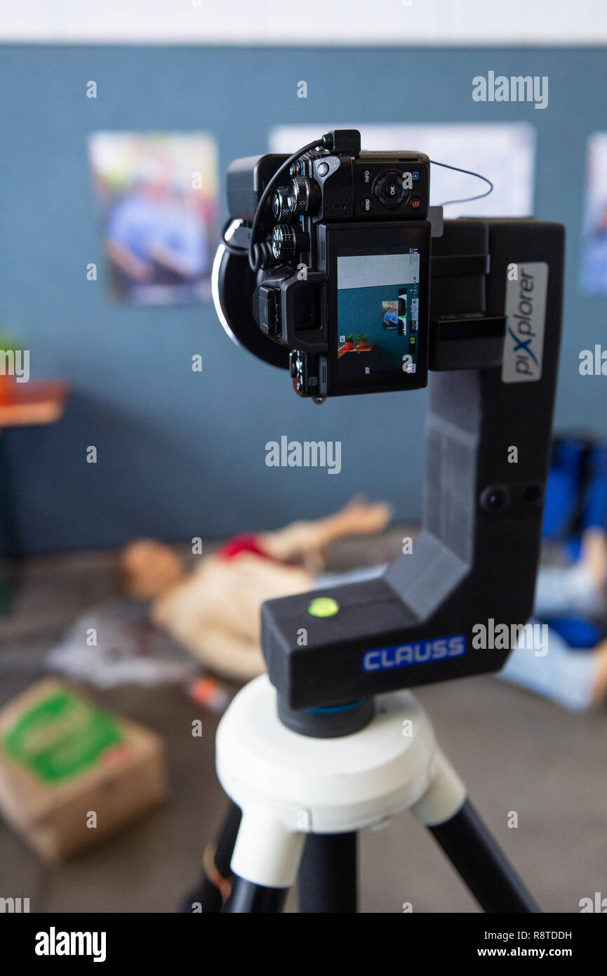 17 December 2018, Hessen, Gießen: A crime scene camera records a ...