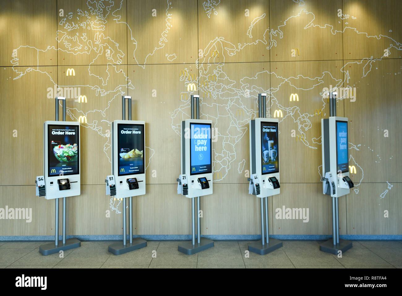 Chicago, USA. 17 December 2018. Interactive menus at McDonald's ...