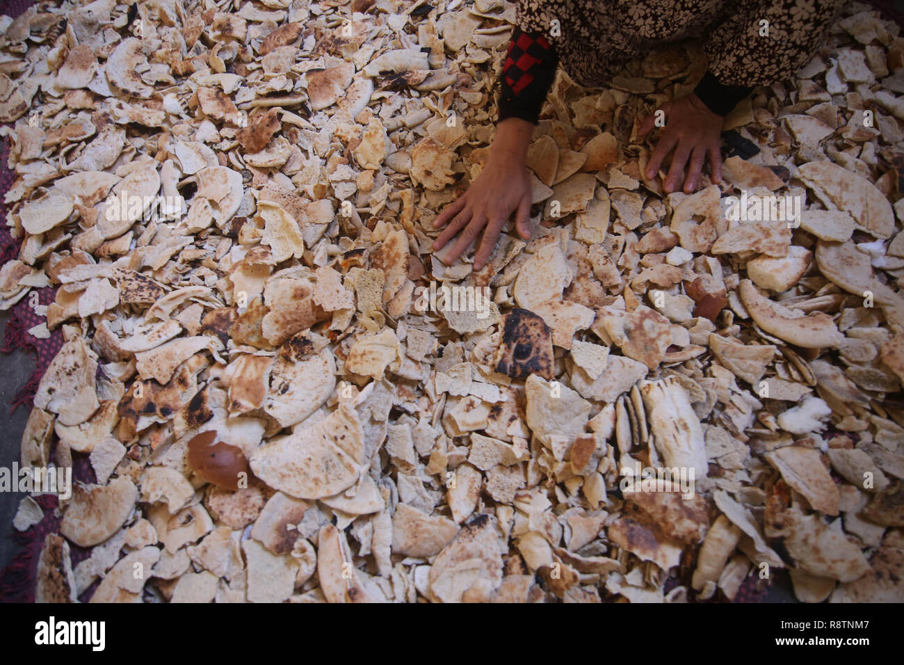 Gaza. 18th Dec, 2018. Palestinian woman Fayrouz al-A'raj, 45, dries ...