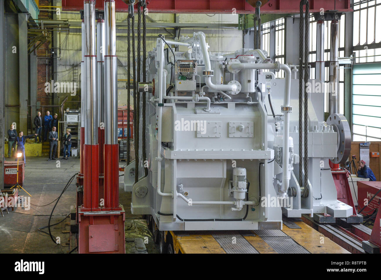 18 December 2018, Germany (German), Dessau: The largest gearbox ever ...