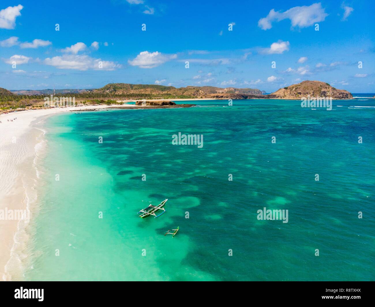 Indonesia, Lombok, Kuta area, Tanjung Ann beach (aerial view Stock ...