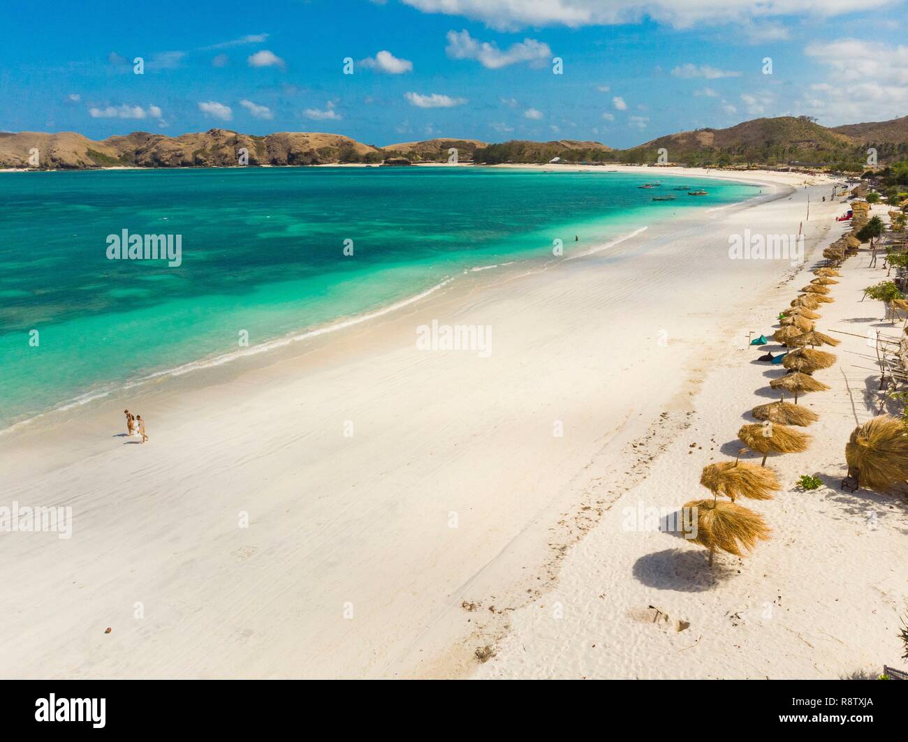 Indonesia, Lombok, Kuta area, Tanjung Ann beach (aerial view Stock ...