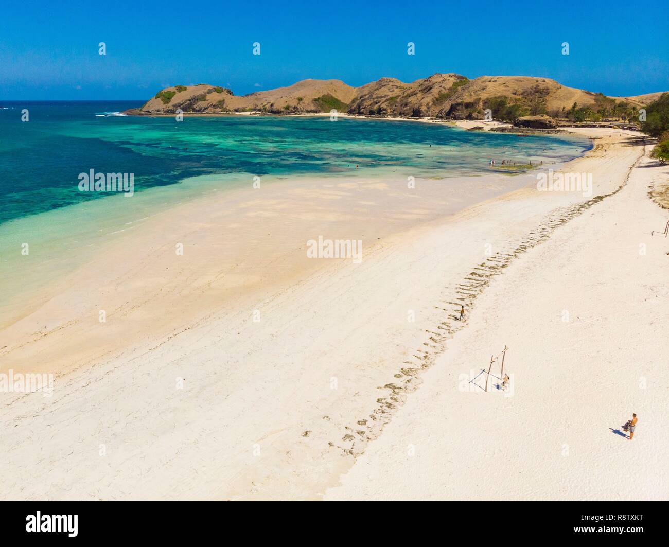 Indonesia, Lombok, Kuta area, Tanjung Ann beach (aerial view Stock ...